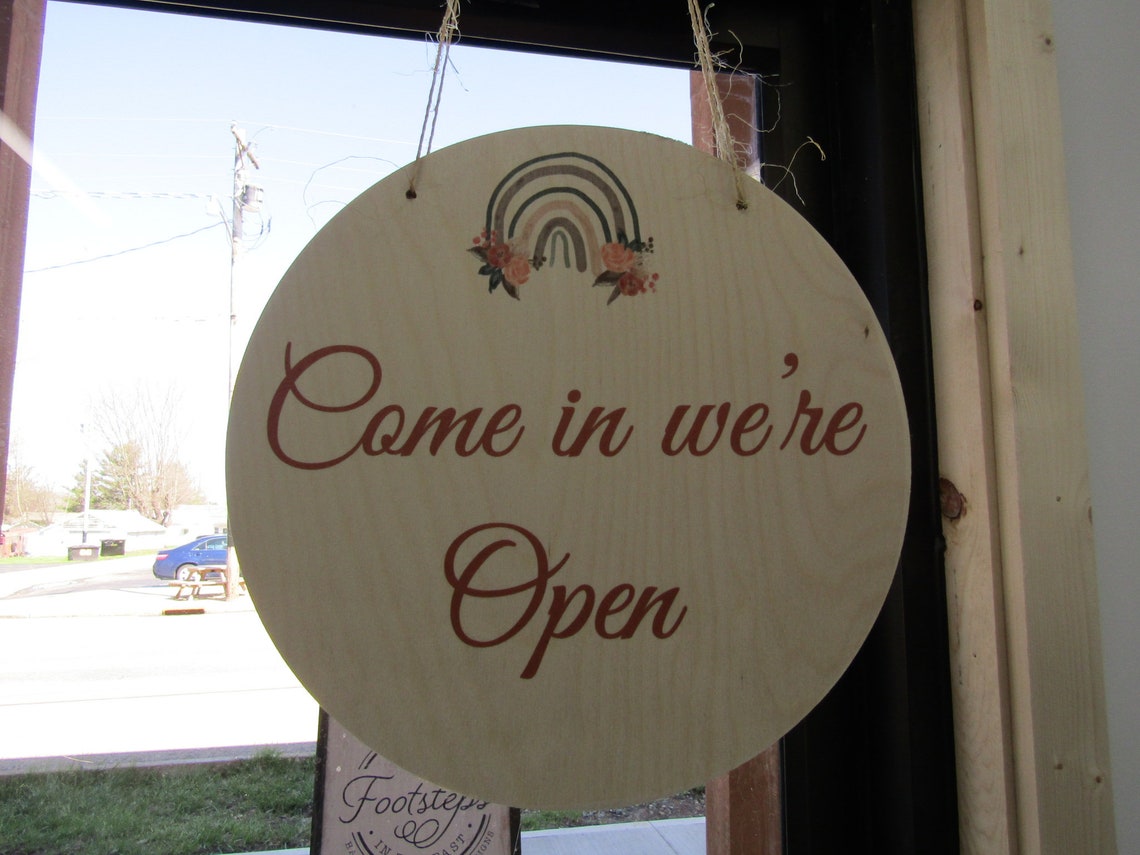 Small Business Sign Open Closed Double Sided Round Hanging - Etsy