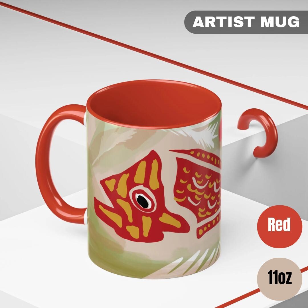 Colorful Fish Art Mug | Mid-century Modern Coffee Cup | Fun Teacher ...