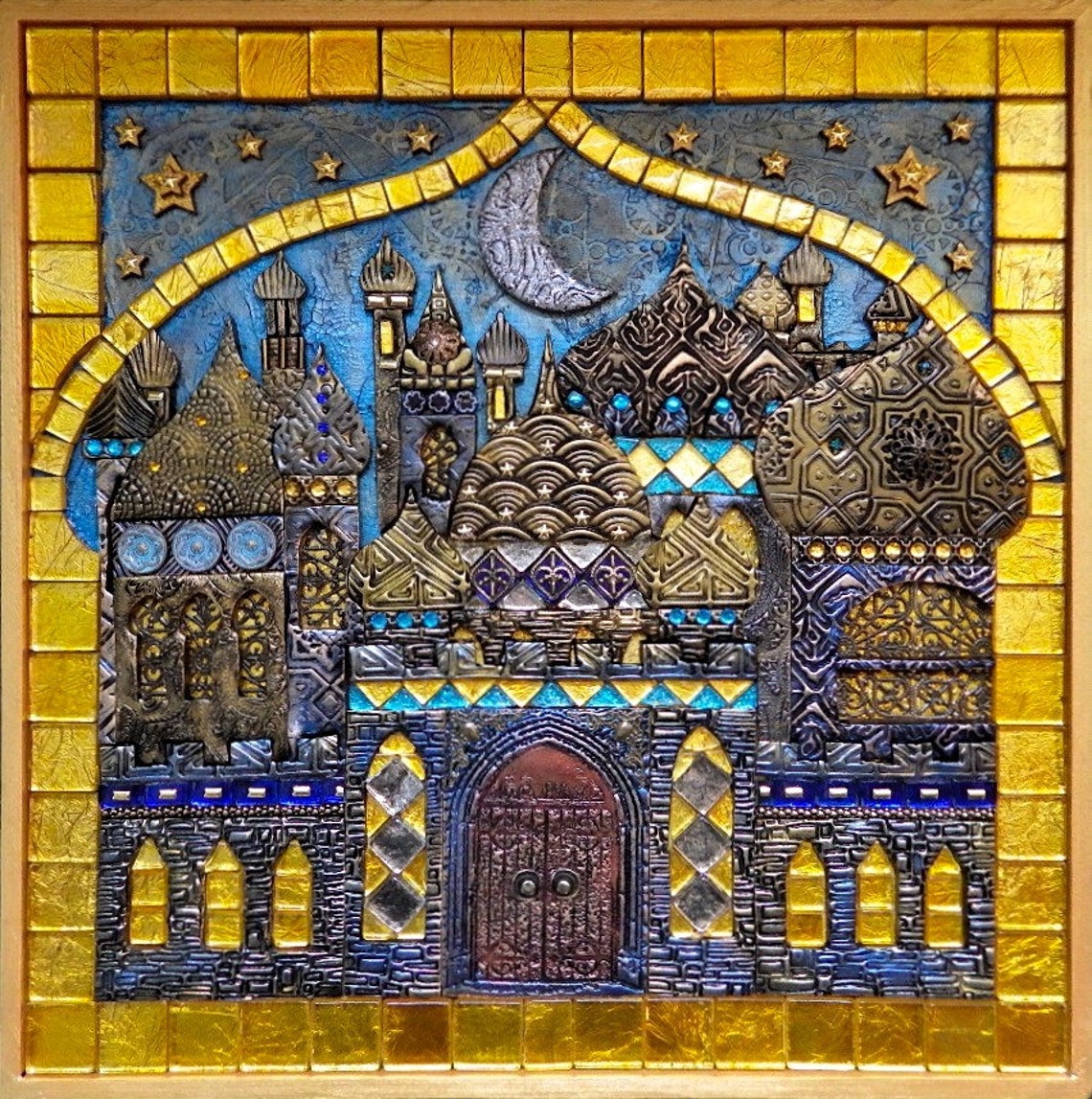 Arabian Nights Glass and Polymer Clay Mixed Media Mosaic | Etsy