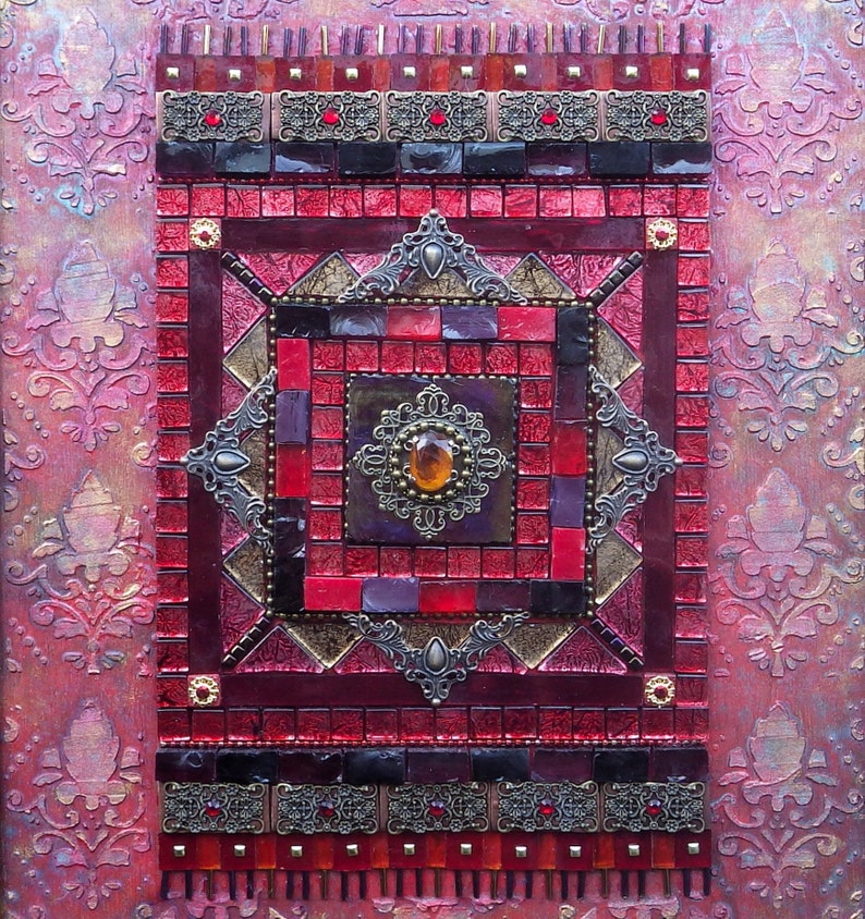 Gothic Style Mixed Media Mosaic Rug in Ornate Frame | Etsy