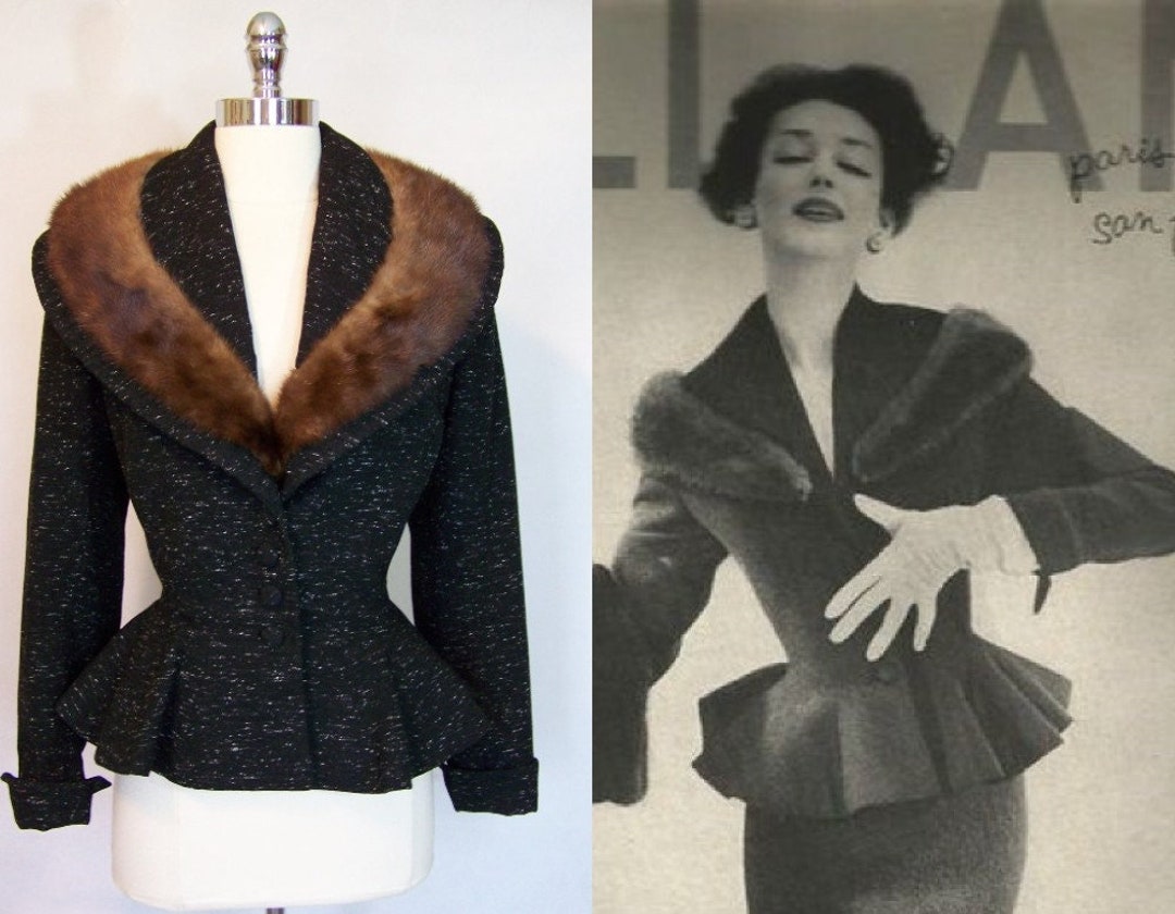 Fabulous 50s LILLI ANN Tweed Wool Mink Fur Peplum Jacket XS/S - Etsy