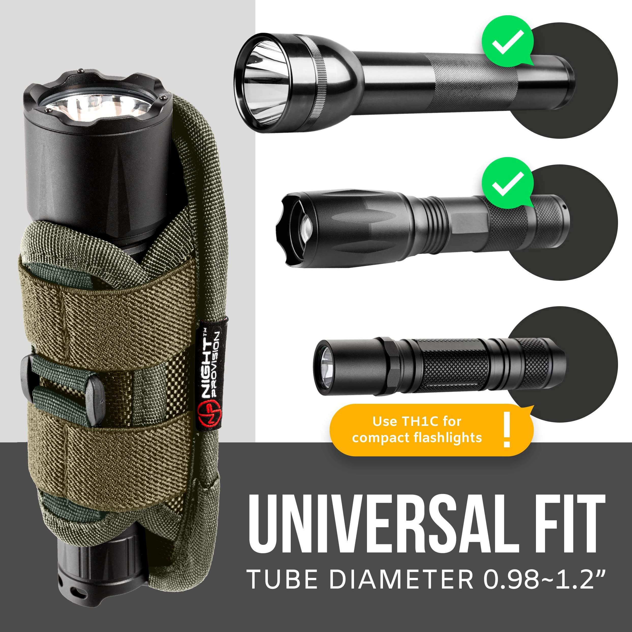 TH1 Tactical Flashlight Holster Duty Belt Pouch Open-end Stretchable ...