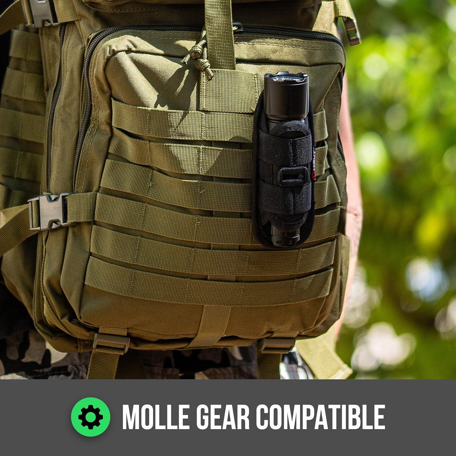 TH1 Tactical Flashlight Holster Duty Belt Pouch Stretchable Rotatable ...