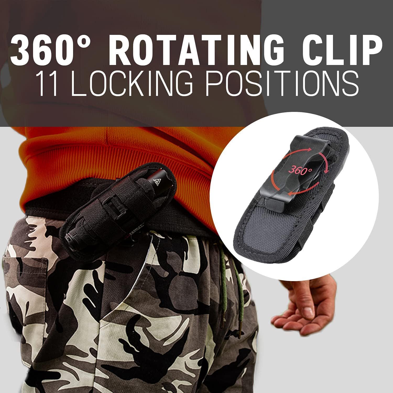 TH1 Tactical Flashlight Holster Duty Belt Pouch Stretchable Rotatable ...