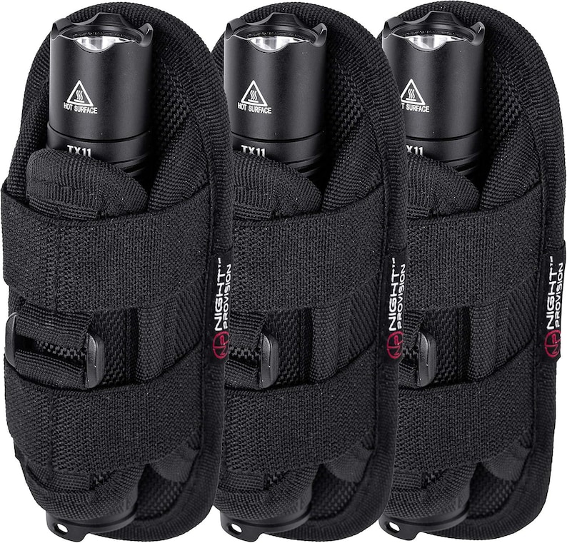 TH1 Tactical Flashlight Holster Duty Belt Pouch Stretchable Rotatable ...