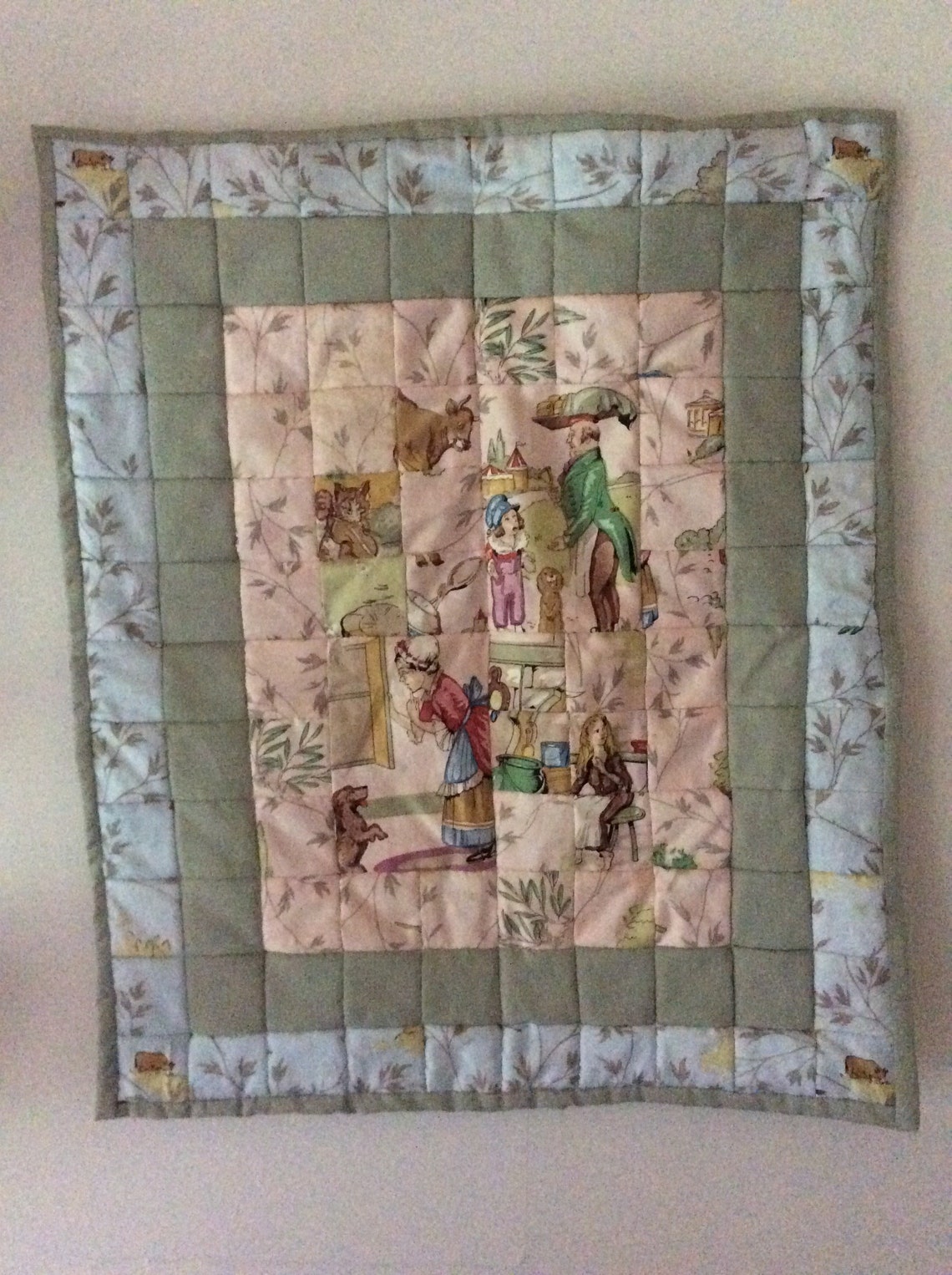 Nursery Rhyme Patchwork Pram Baby Cover, Small Quilt, Wall Hanging ...