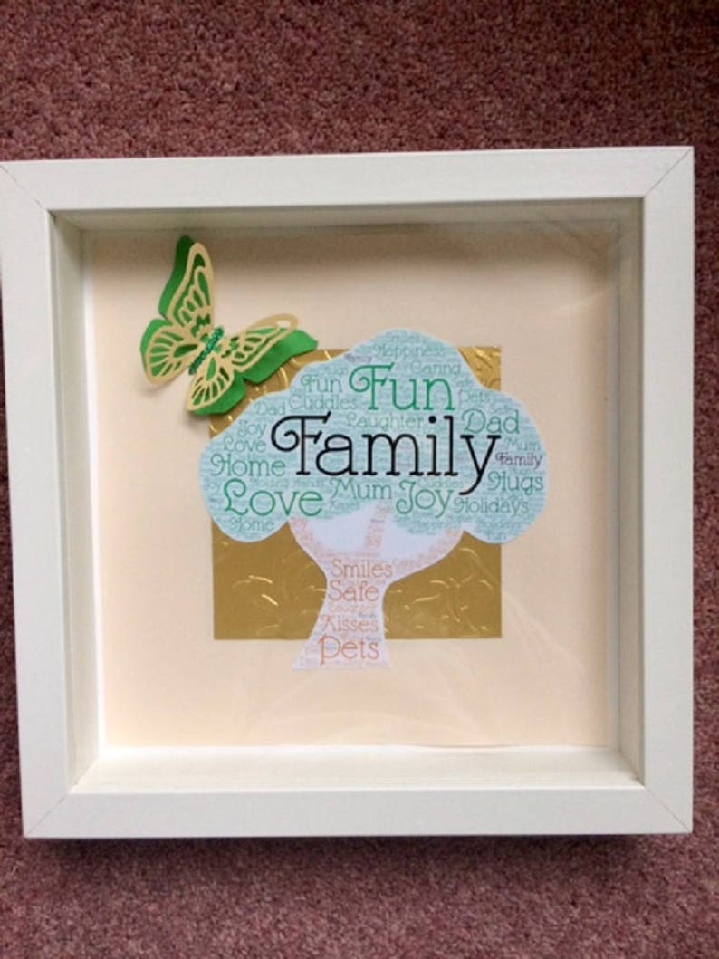 Family Tree Word Art Box Frame FREE Shipping Within the UK - Etsy UK