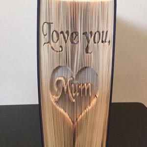 Love You Mum in a Heart Cut & Fold Book Folding Pattern (digital ...