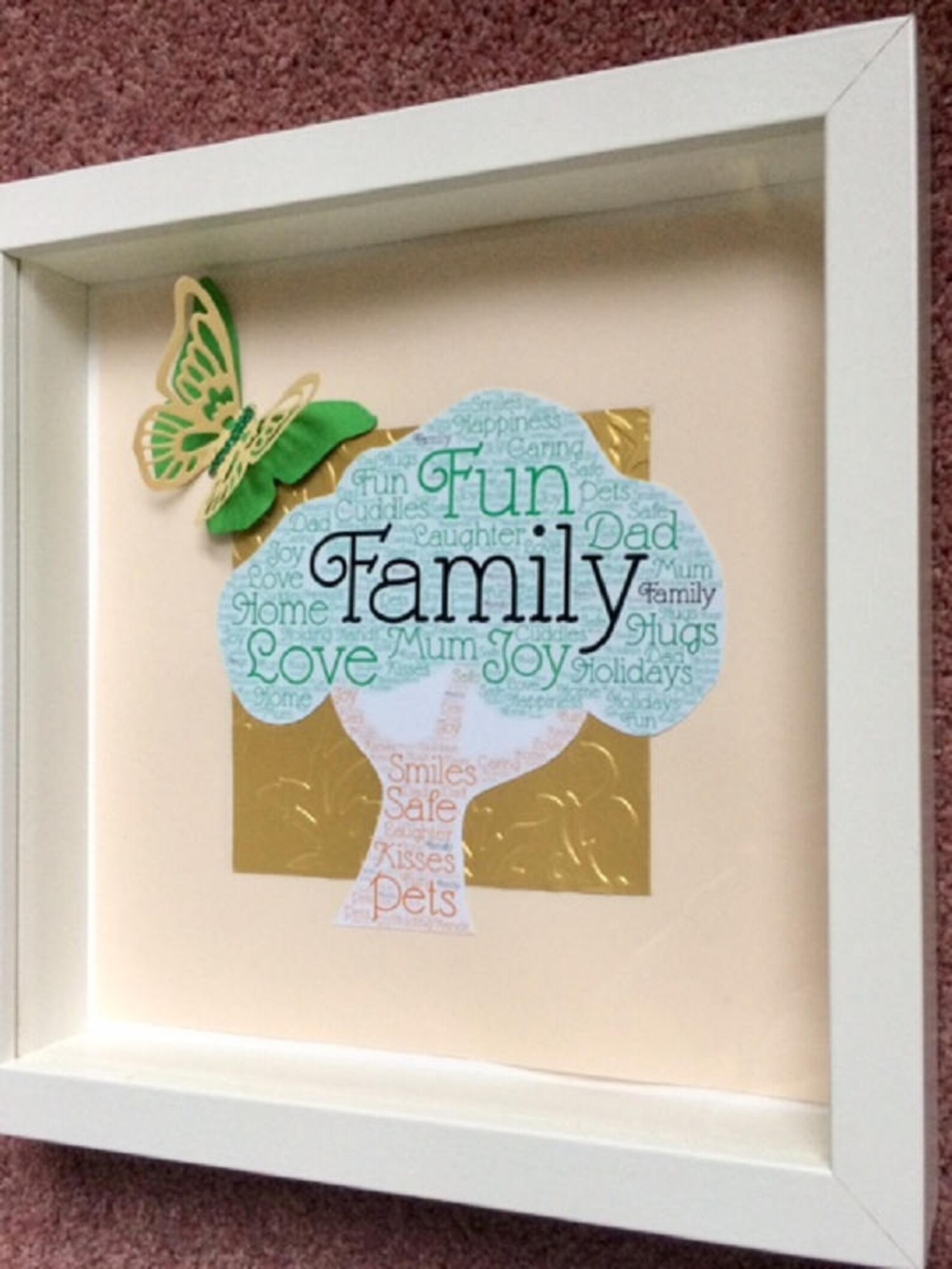 Family Tree Word Art Box Frame FREE Shipping Within the UK - Etsy UK