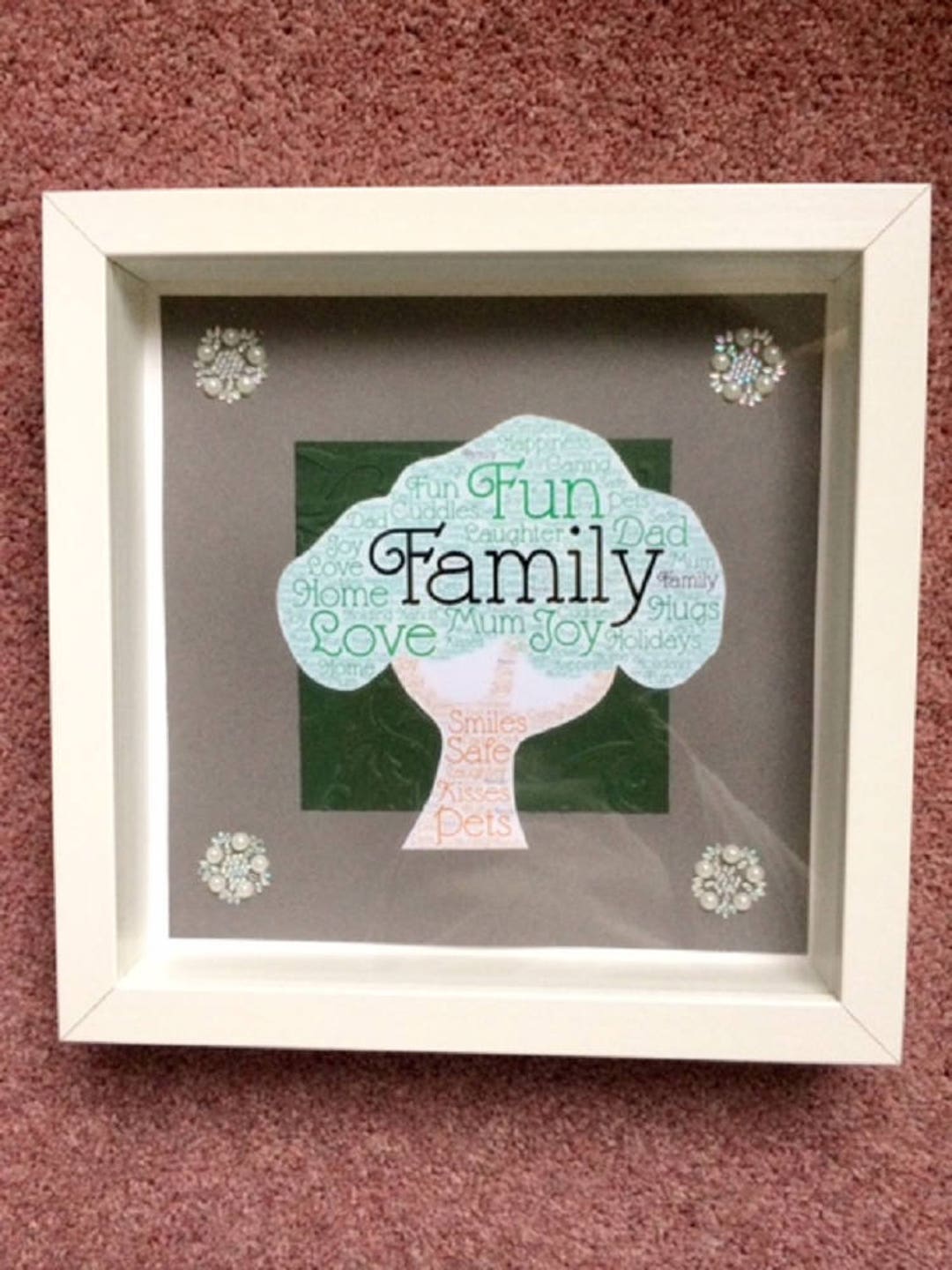 Family Tree Word Art Box Frame FREE Shipping Within the UK Only - Etsy