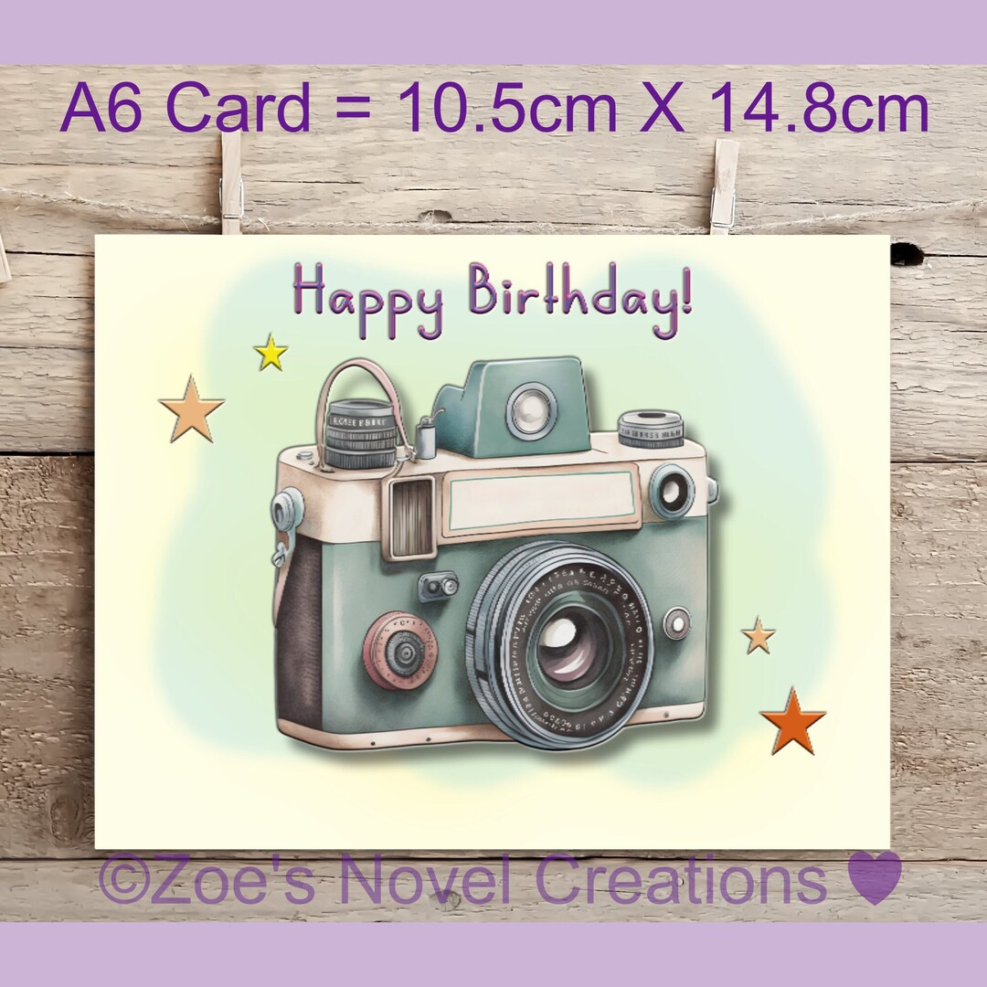 Camera Birthday Card A6 Size - Etsy