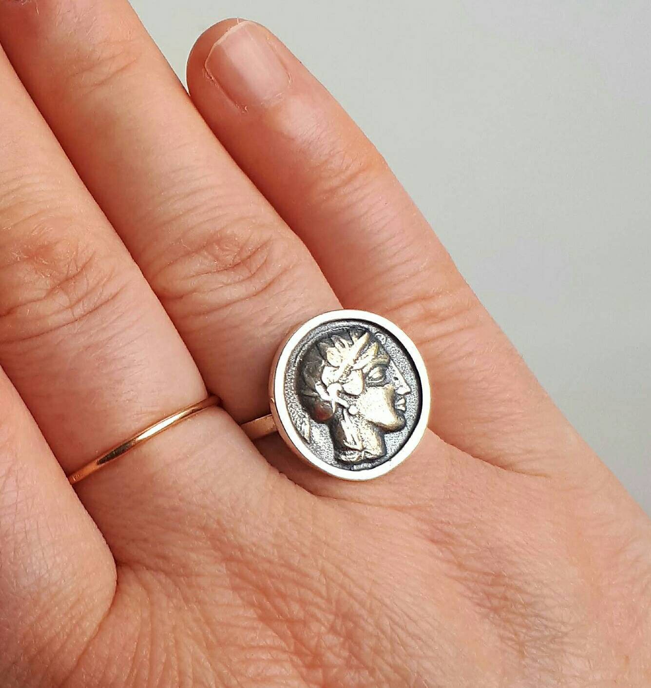 Athena Coin Silver Ring Athena Ring Antique Coin Ring Greek | Etsy