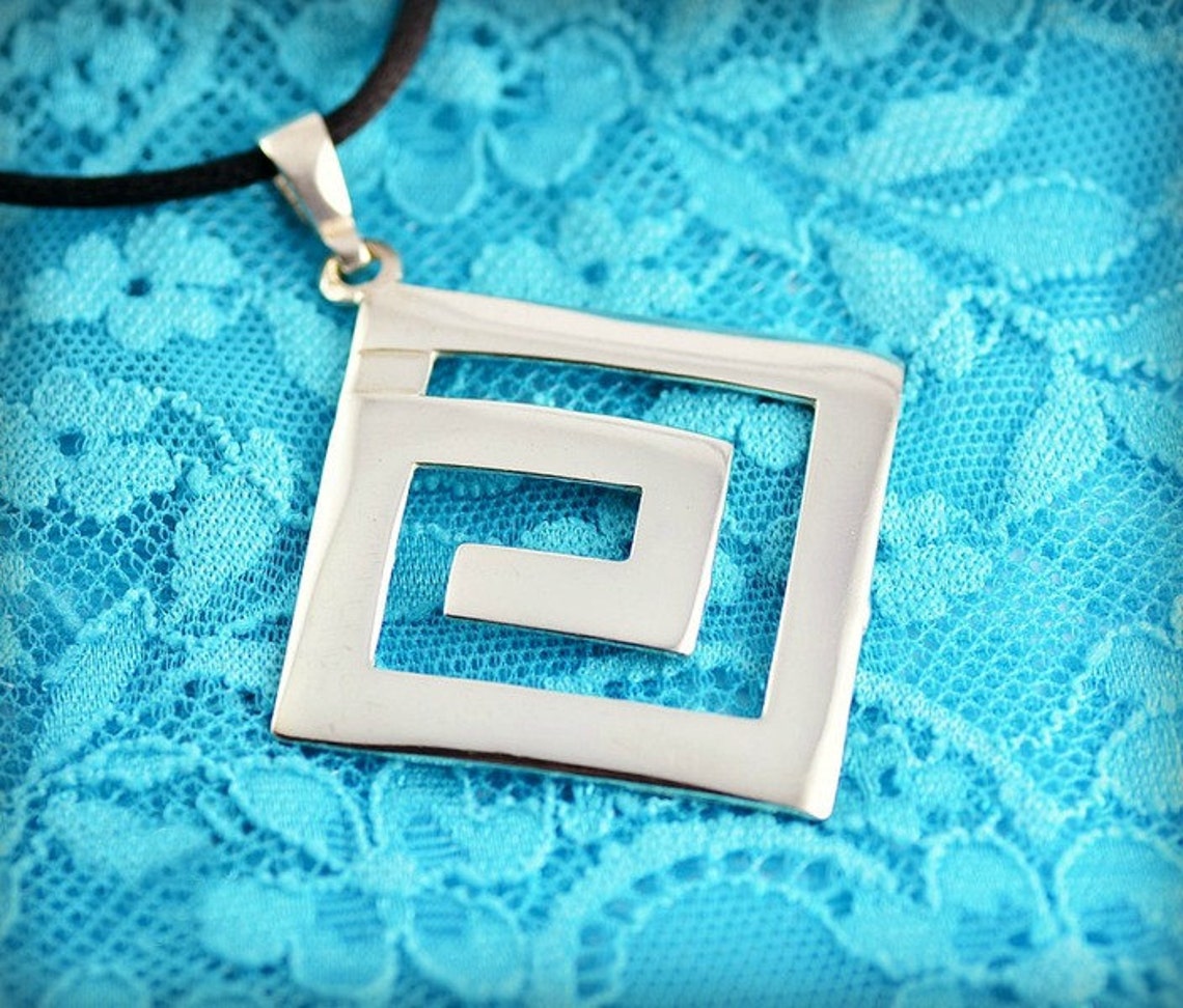 Greek Key Silver Necklace Greek Key Pendant Greek Key - Etsy