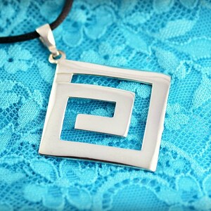 Greek Key Silver Necklace, Greek Key Pendant, Greek Key Necklace, Greek ...