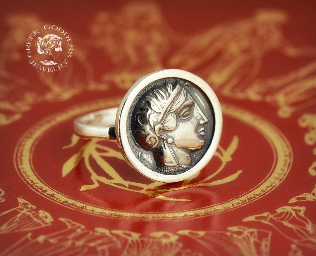 Athena Coin Silver Ring, Athena Ring, Antique Coin Ring, Greek Ring ...