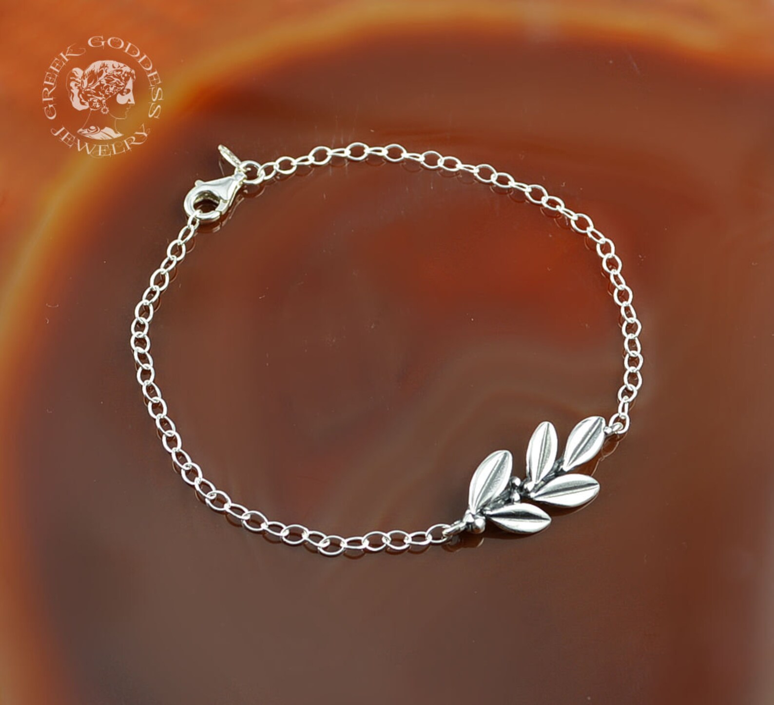 Olive Leaf Silver Chain Bracelet, Olive Leaf Bracelet, Leaf Bracelet ...