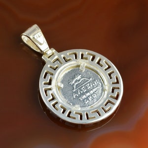 Athena Greek Key Silver Pendant, Athena Pendant, Coin Pendant, Antique ...