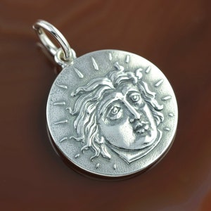 Apollo Silver Pendant, Apollo Necklace, Apollo Coin Pendant, Mens ...