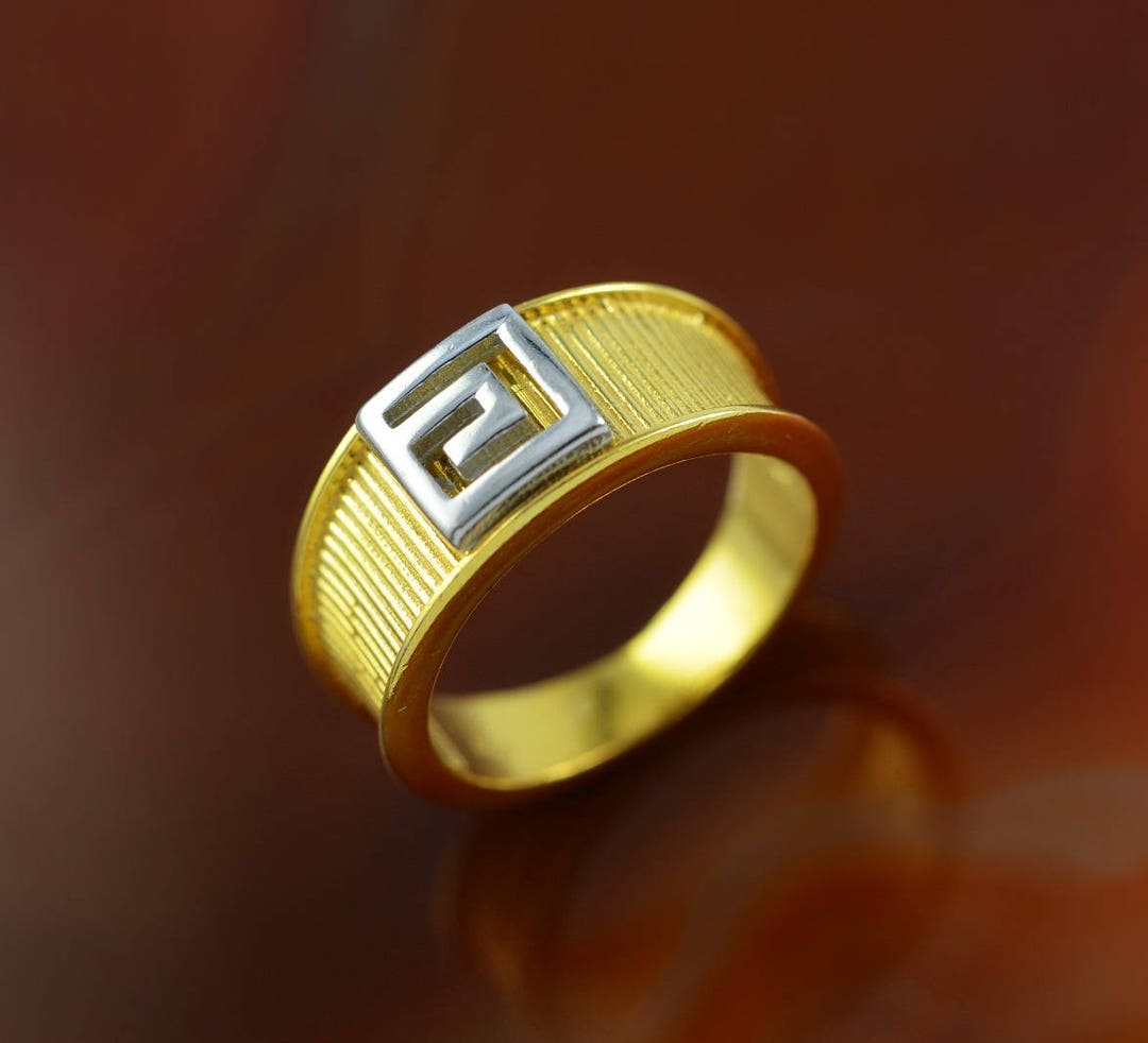 Greek Key Golden Silver Ring, Meander Ring, Labyrinth Ring, Greek Ring ...