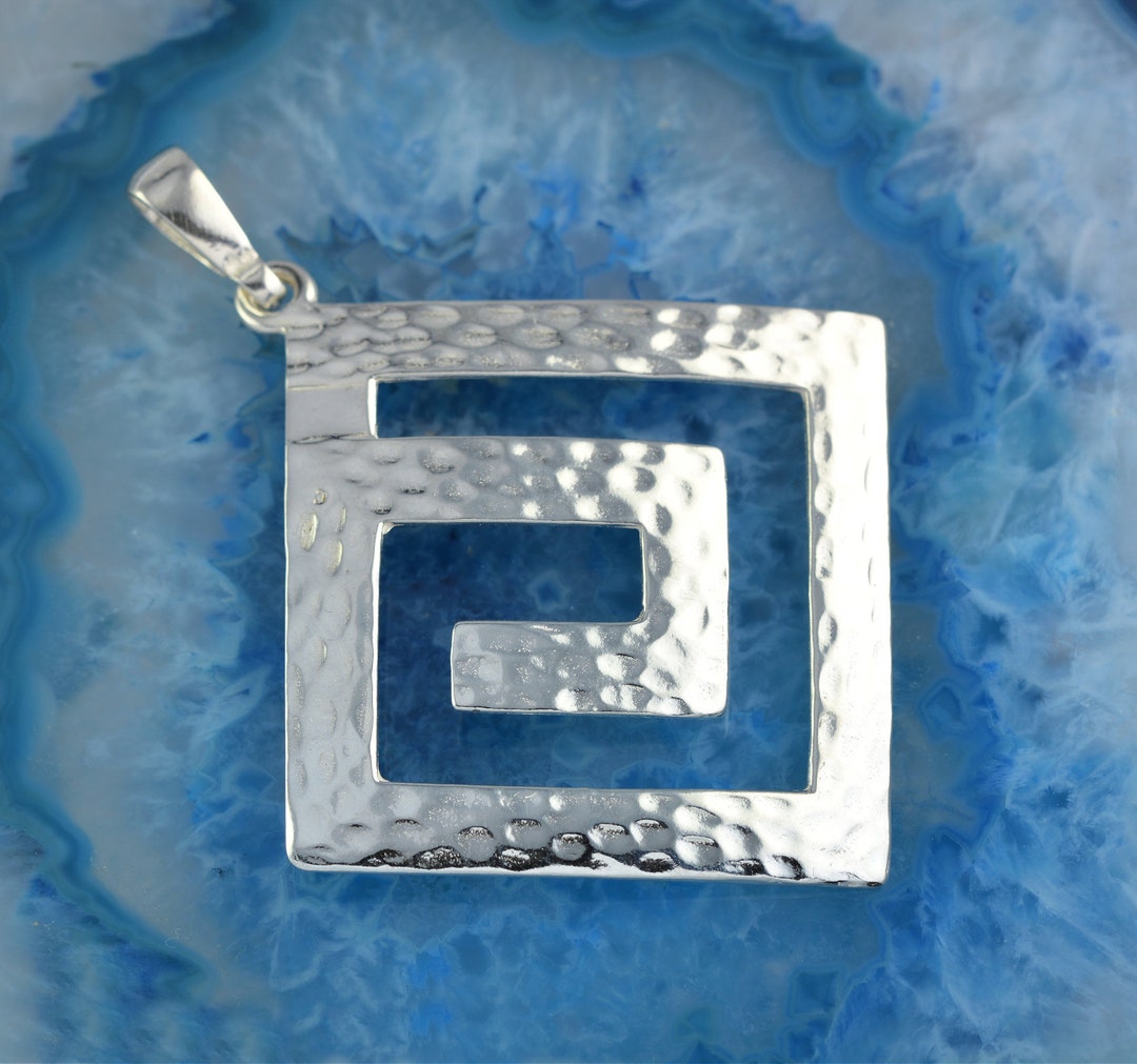 Greek Key Silver Pendant, Greek Pendant, Greek Key Necklace, Greek ...