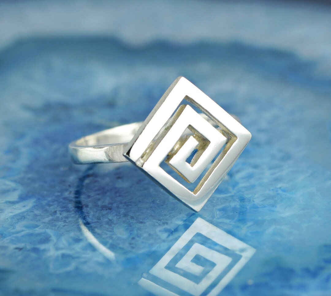 Greek Key Silver Ring, Greek Ring, Greek Key Ring, Greek Jewelry, Boho ...