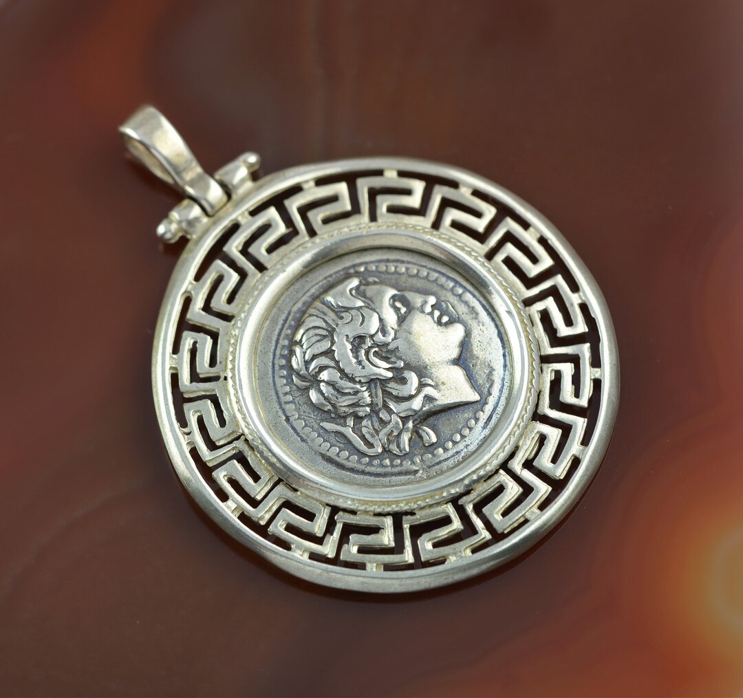 Alexander the Great Silver Necklace, Alexander Coin Pendant, Antique ...