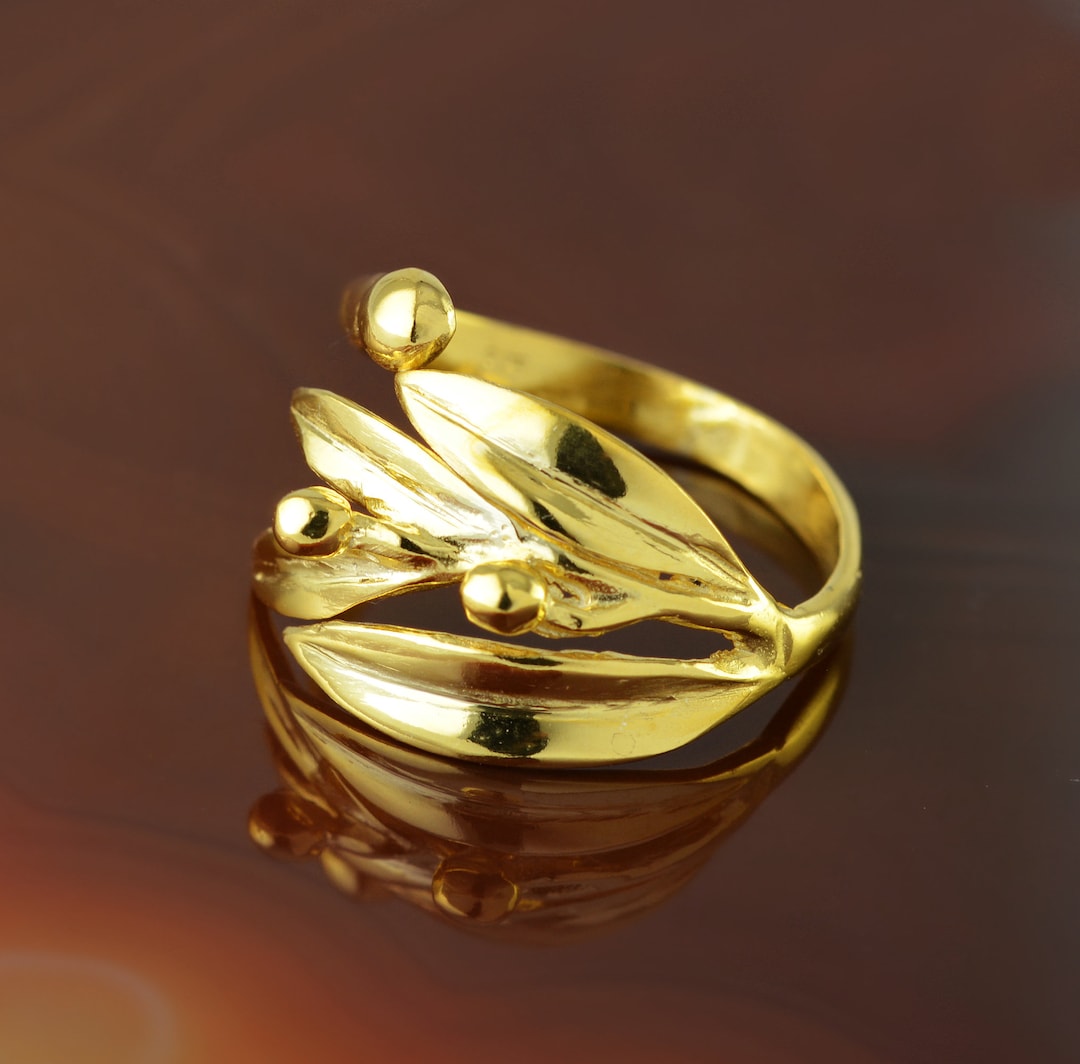 Olive Leaf Golden Ring, Olive Leaf Ring, Laurel Ring, Olive Twig Ring ...