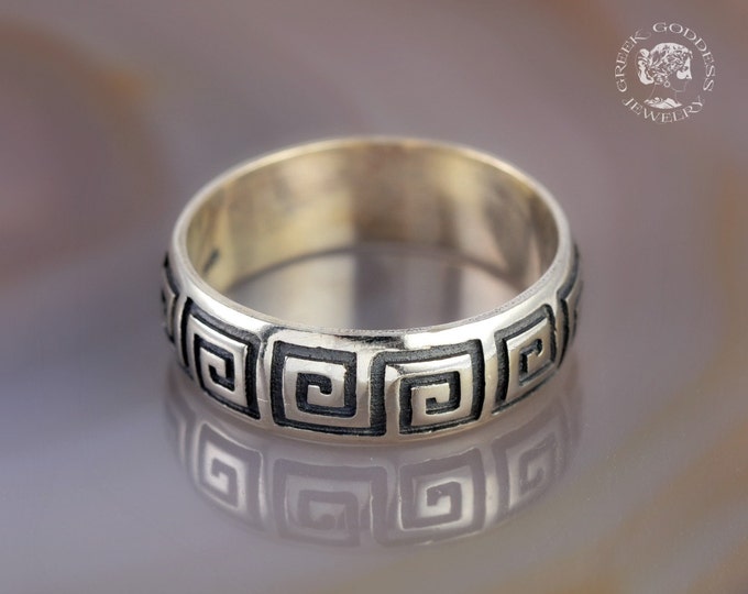 Greek Key Silver Ring Mens Ring Mens Ring Greek Ring | Etsy