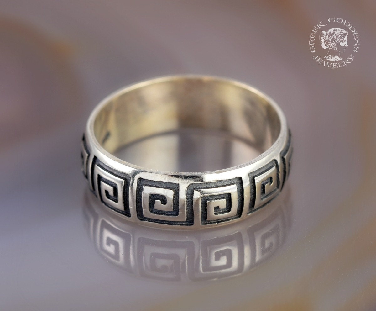 Greek key silver ring mens ring mens ring greek ring | Etsy