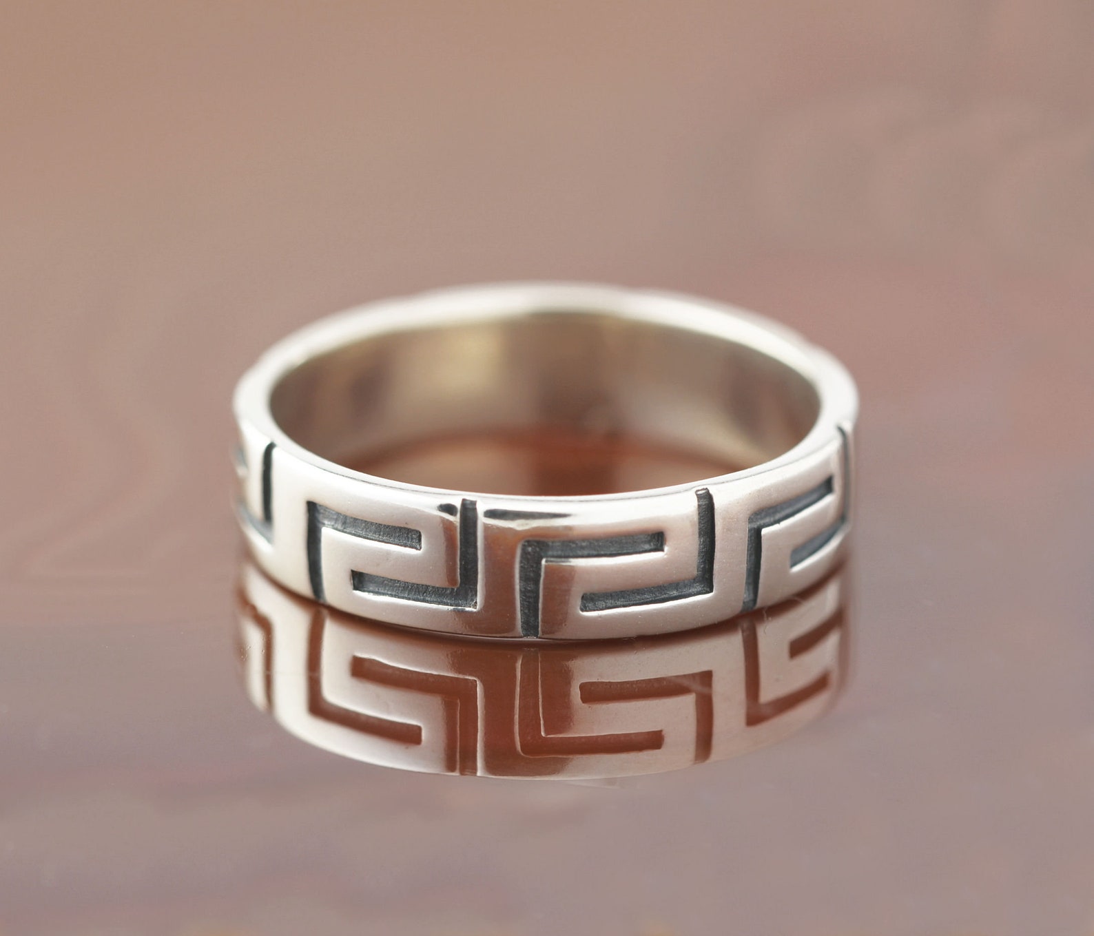 Greek Key Silver Ring Mens Ring Mens Jewelry Greek Ring - Etsy