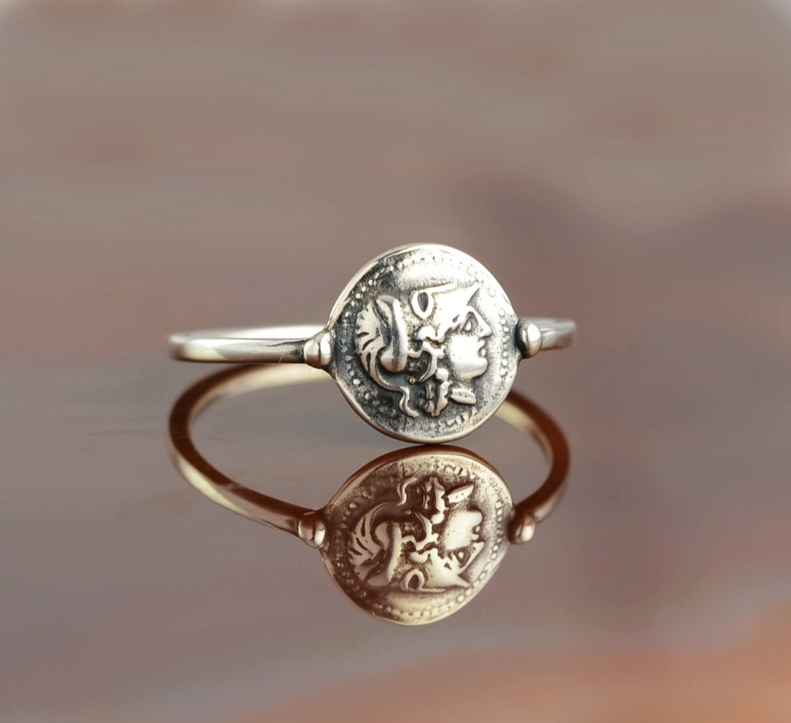 Athena Coin Silver Ring, Athena Ring, Antique Coin Ring, Greek Ring ...