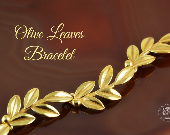 Olive Leaves Golden Bracelet, Olive Leaf, Golden Olive Leaf, Olive Leaf ...