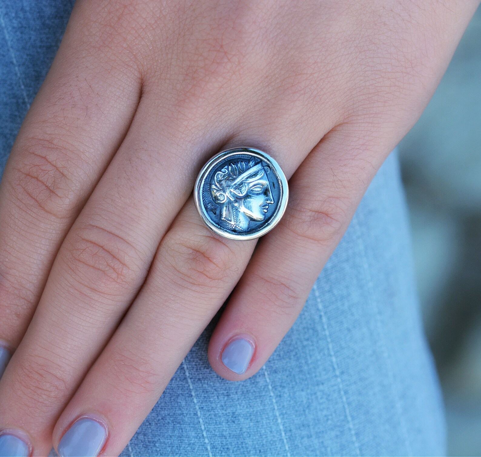 Athena Coin Silver Ring Athena Ring Antique Coin Ring Greek | Etsy