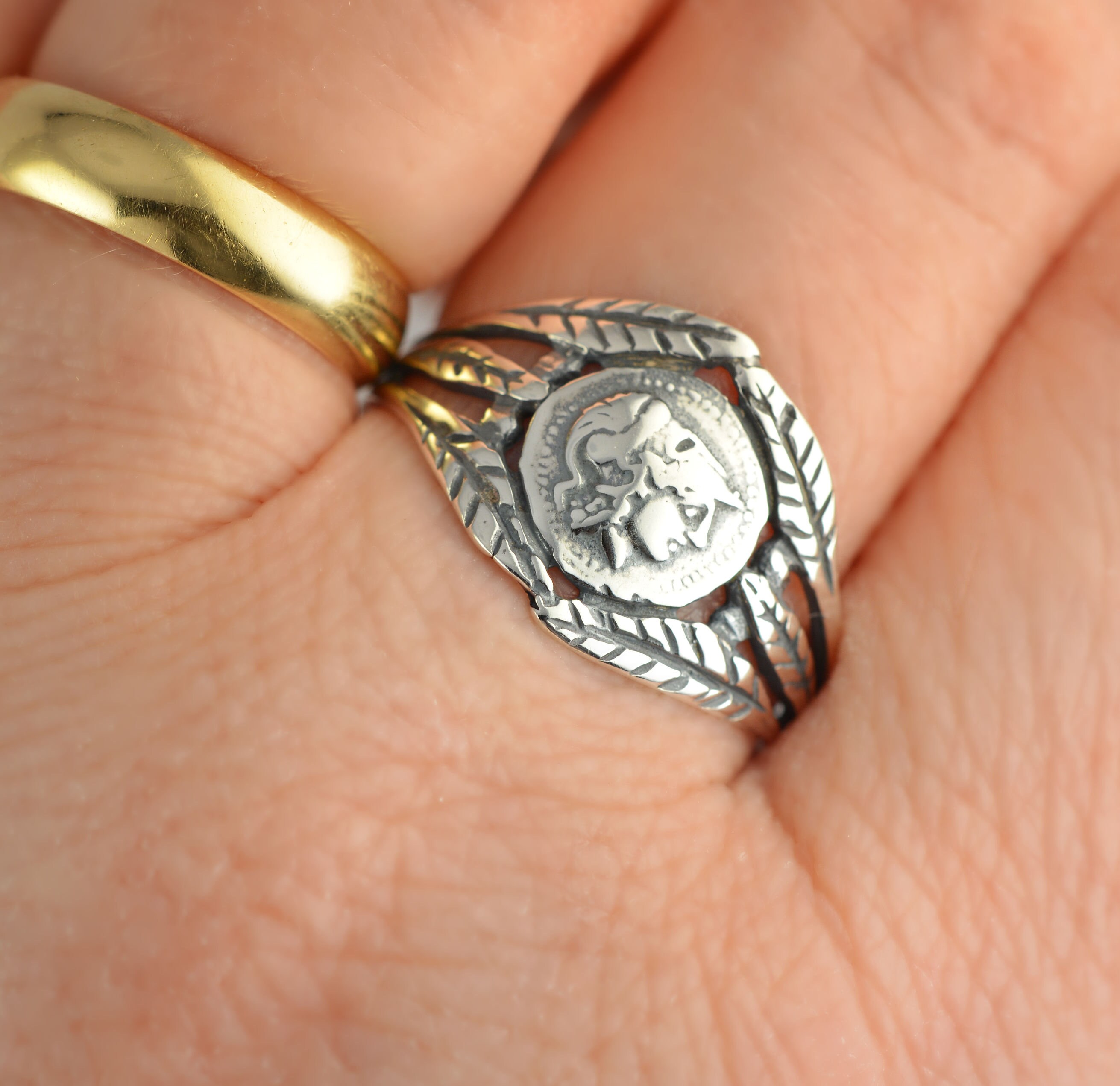 Athena Coin Silver Ring, Athena Ring, Ancient Coin Ring, Greek Ring ...