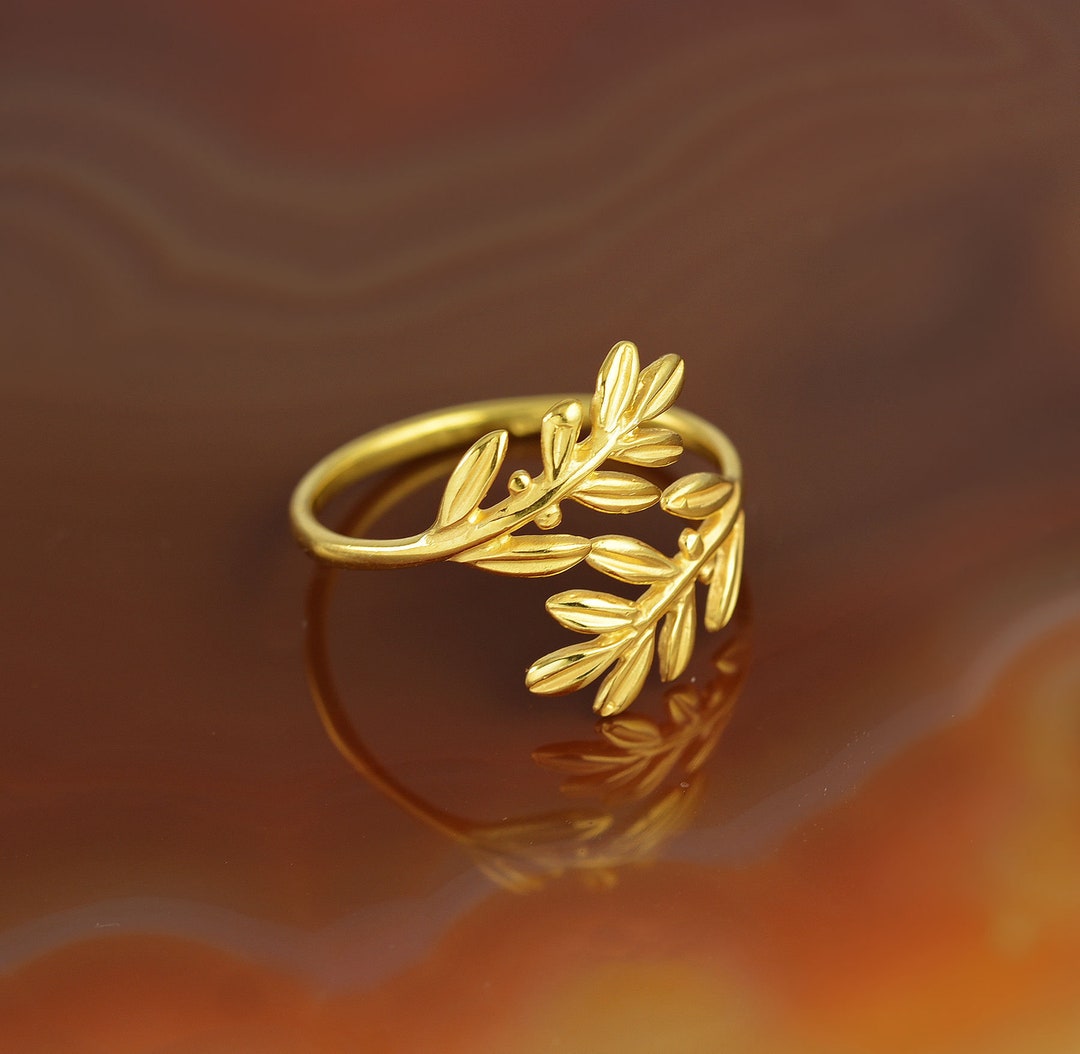 Olive Leaf Golden Ring, Leaf Ring, Laurel Ring, Olive Twig Ring, Olive ...