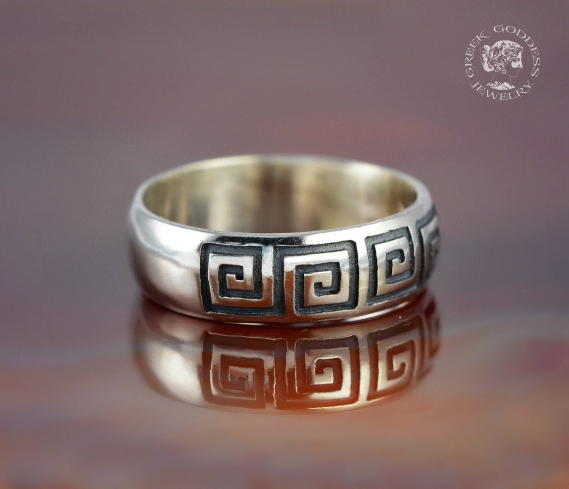 Greek key silver ring mens ring mens ring greek ring | Etsy