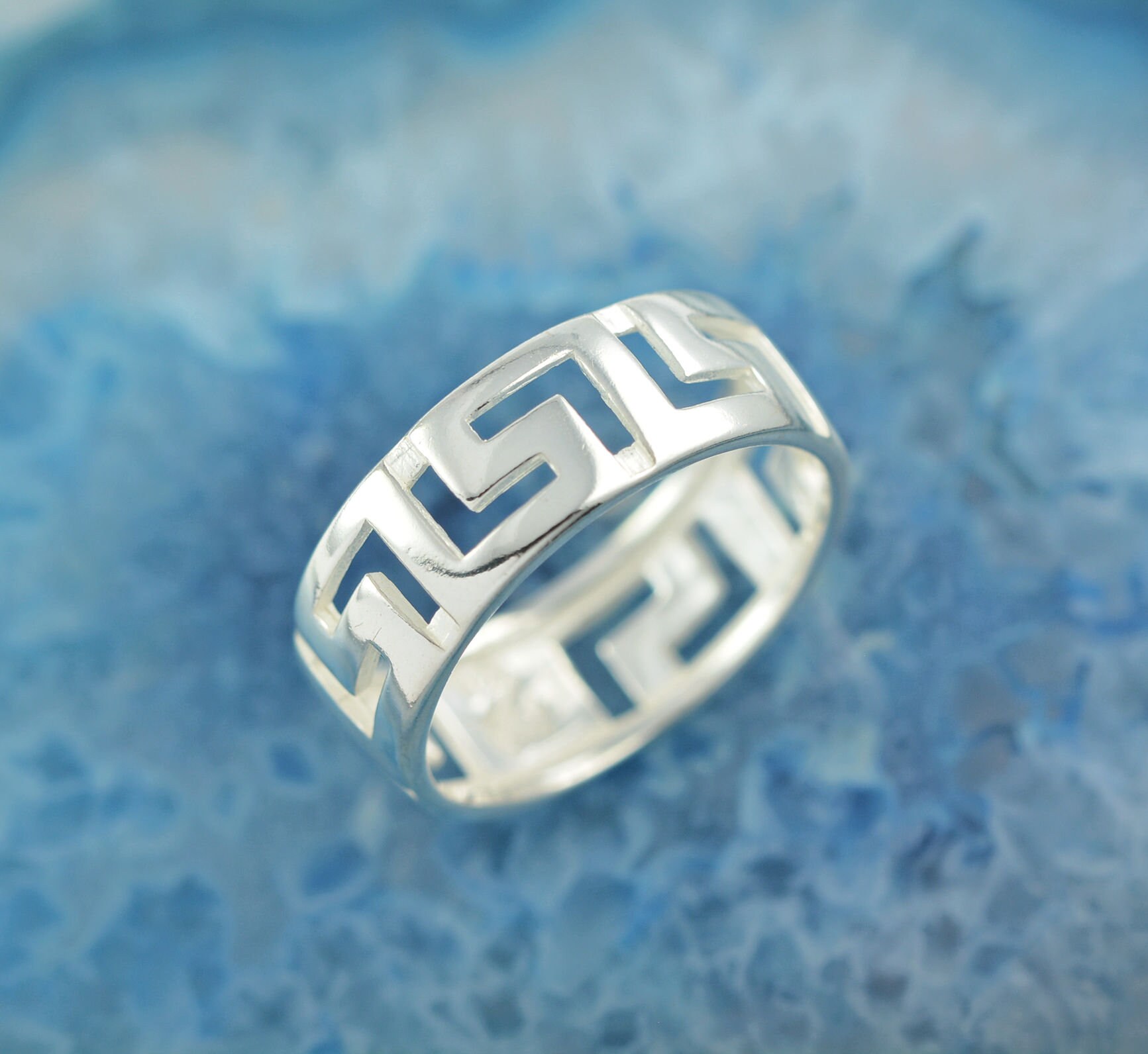Greek Key Silver Ring Greek Ring Statement Ring Silver | Etsy