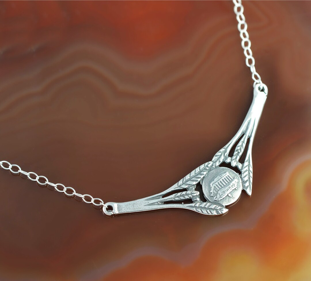 Parthenon Coin Silver Necklace, Parthenon Necklace, Olive Leaf Necklace ...