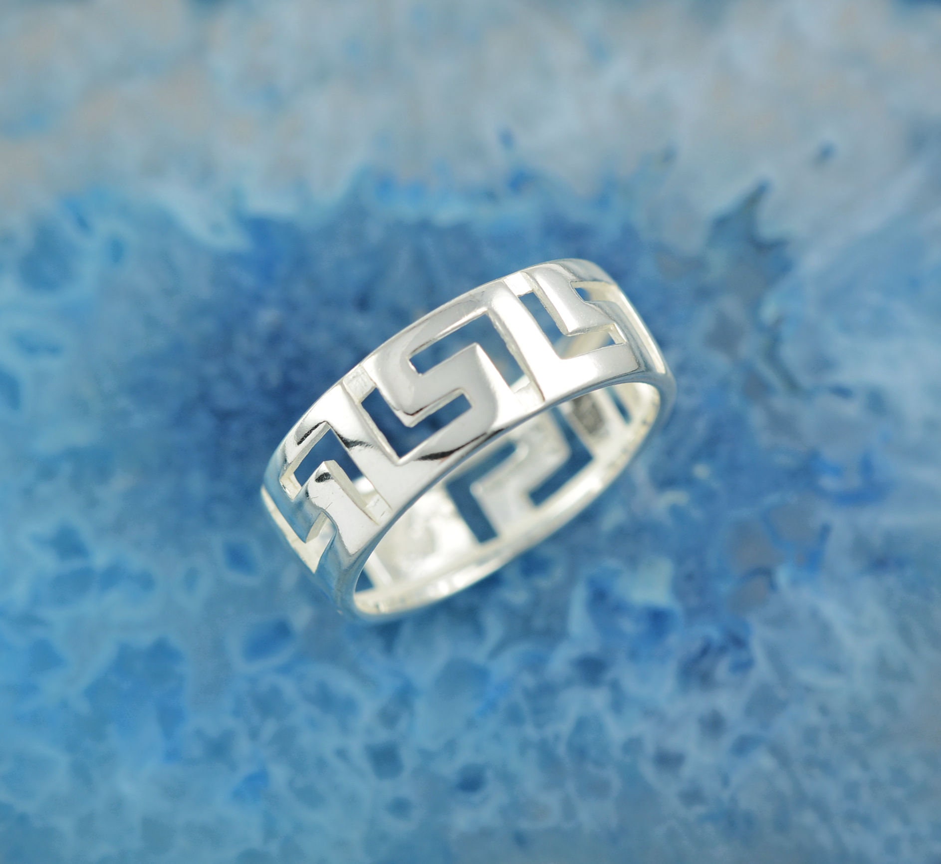 Greek Key Silver Ring Greek Ring Statement Ring Silver | Etsy