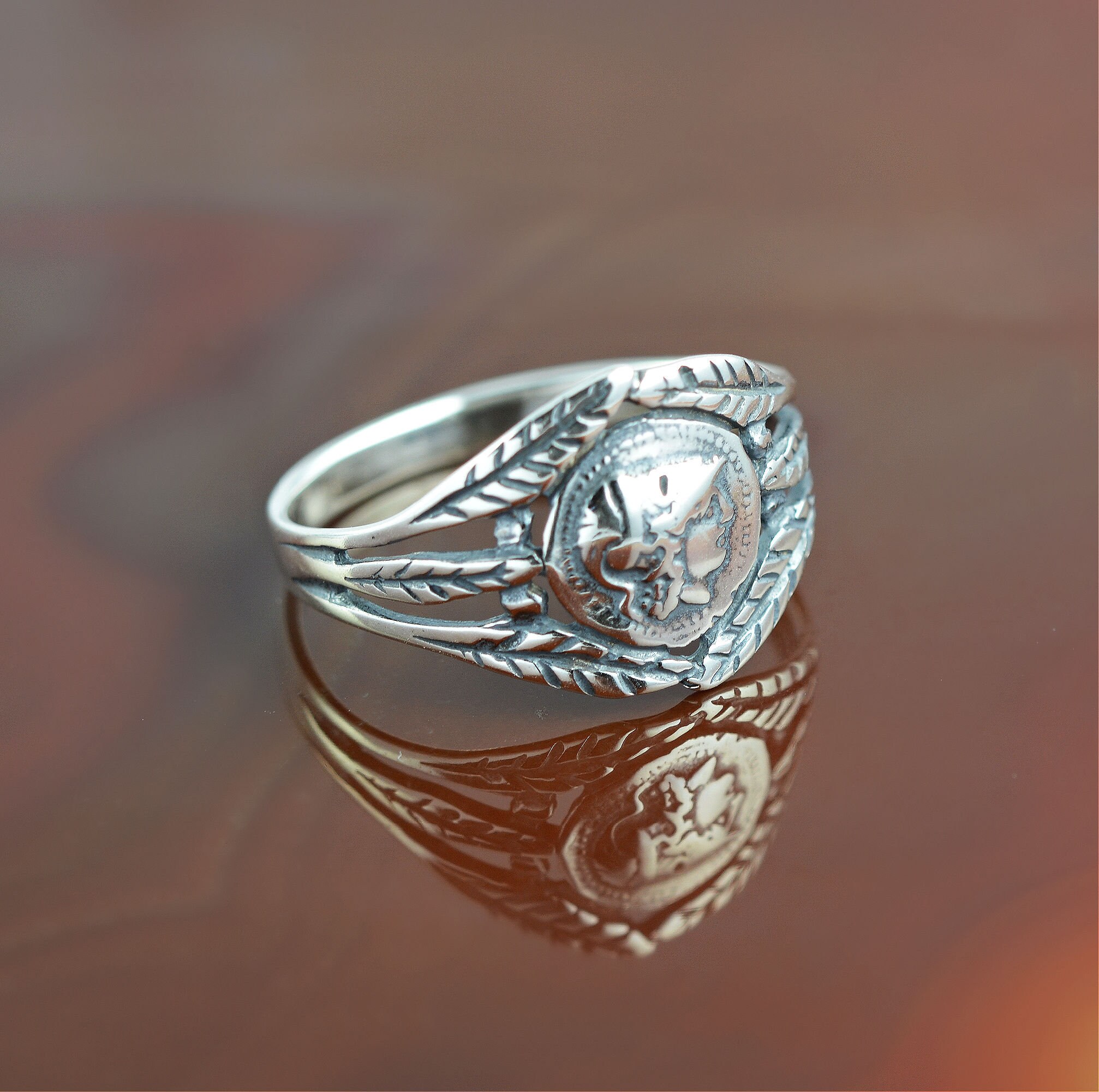 Athena Coin Silver Ring, Athena Ring, Ancient Coin Ring, Greek Ring ...