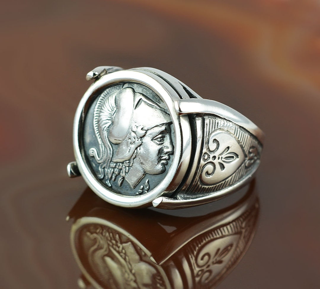 Athena Coin Silver Ring, Athena Ring, Antique Coin Ring, Greek Ring ...