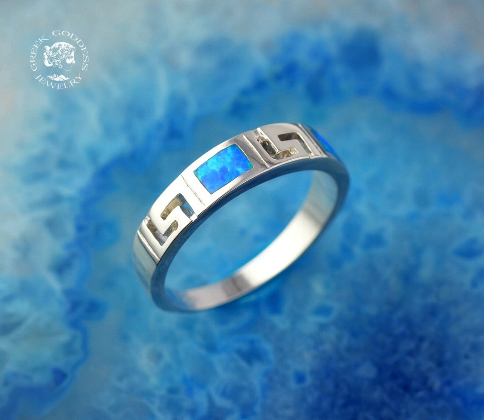Greek Key Opal Silver Ring Opal Ring Greek Ring Opal - Etsy