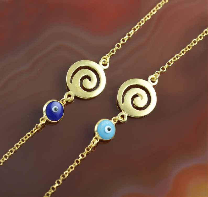 Spiral Good Luck Eye Golden Bracelet Eye Bracelet Chain - Etsy