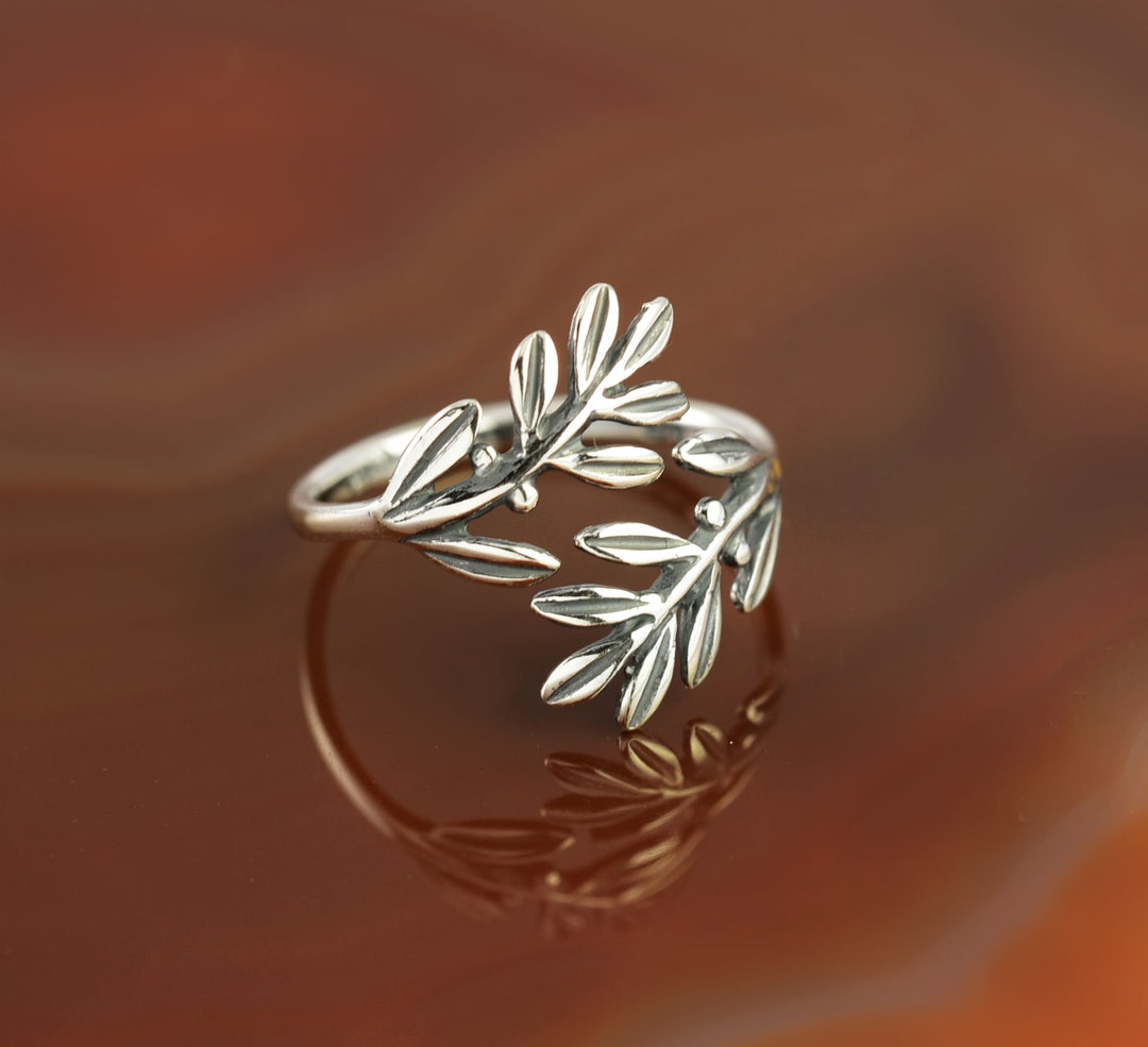 Olive Leaf Silver Ring, Olive Leaf Ring, Laurel Ring, Greek Ring, Greek Jewelry, Olive Twig Ring ...