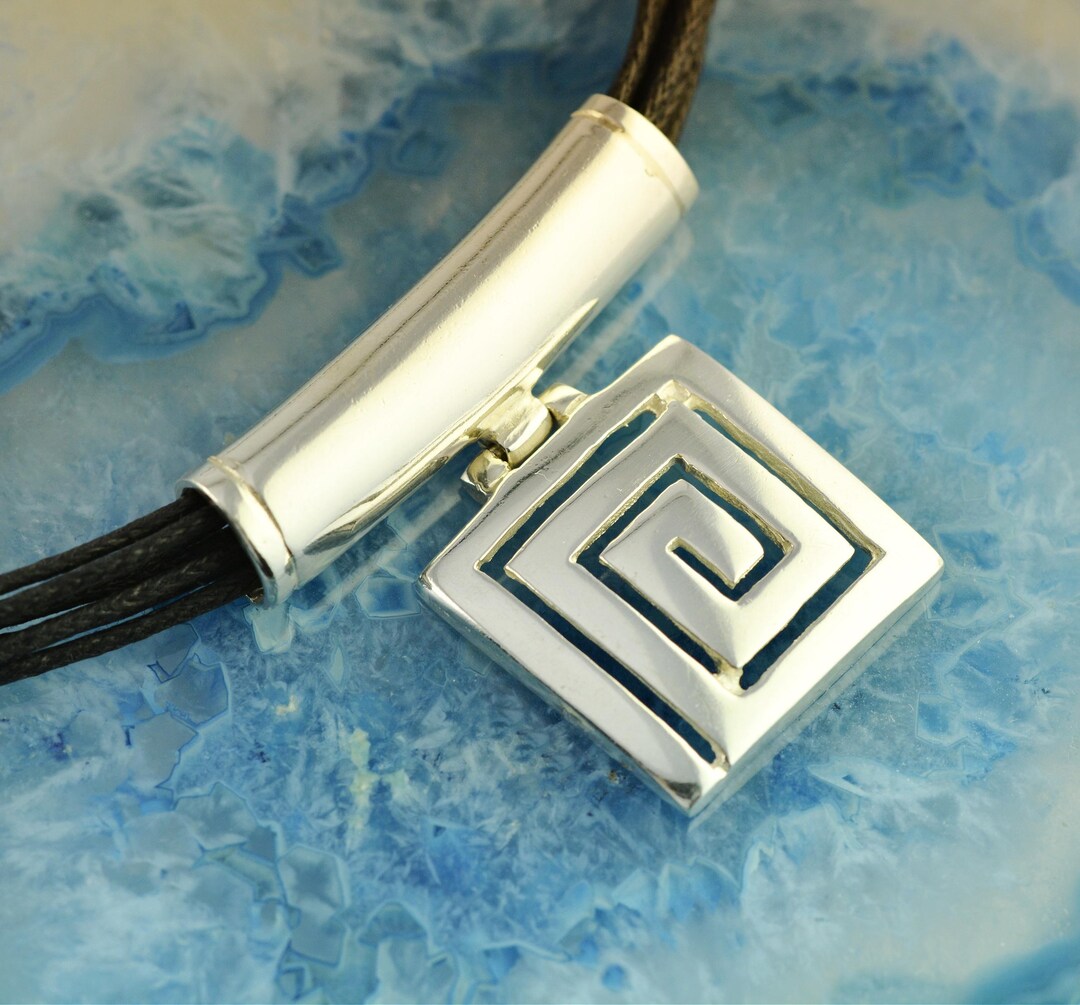 Greek Key Silver Necklace, Greek Key Pendant, Greek Key Necklace, Greek ...
