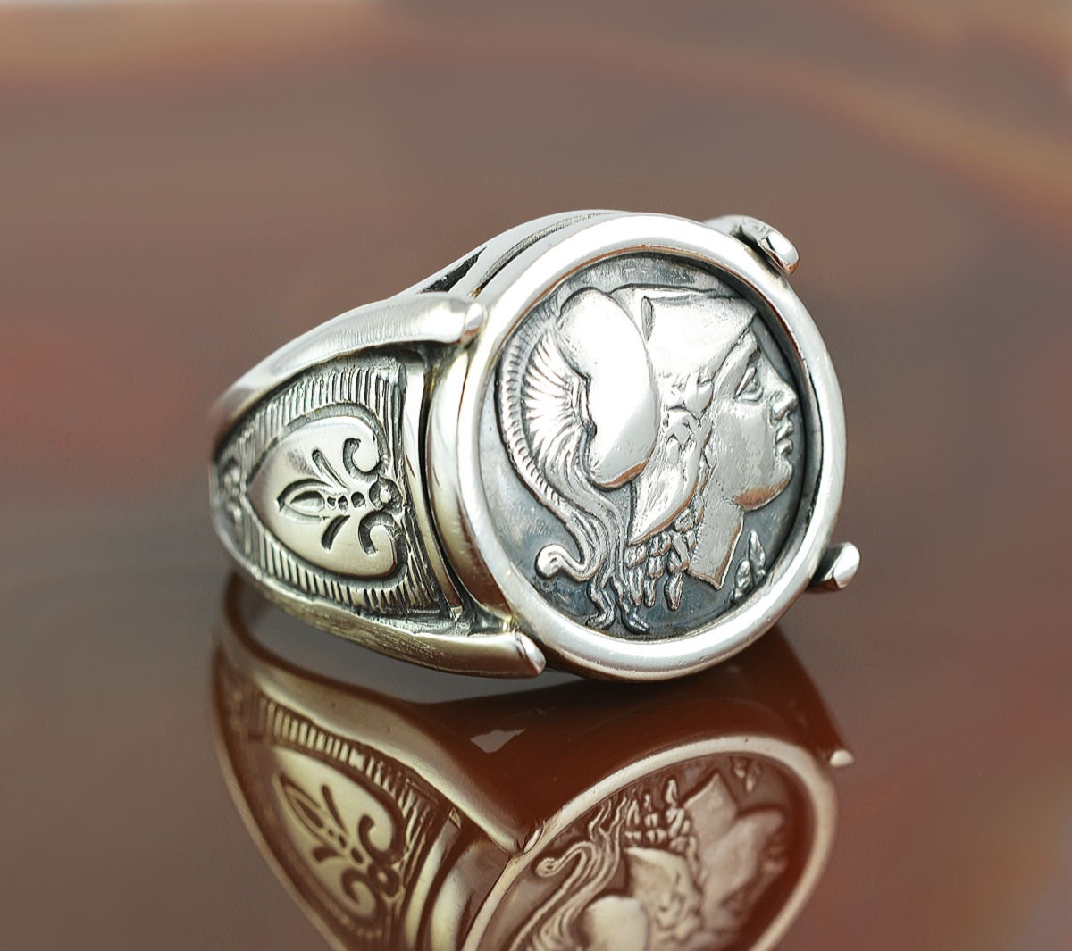 Athena Coin Silver Ring Athena Ring Antique Coin Ring Greek | Etsy