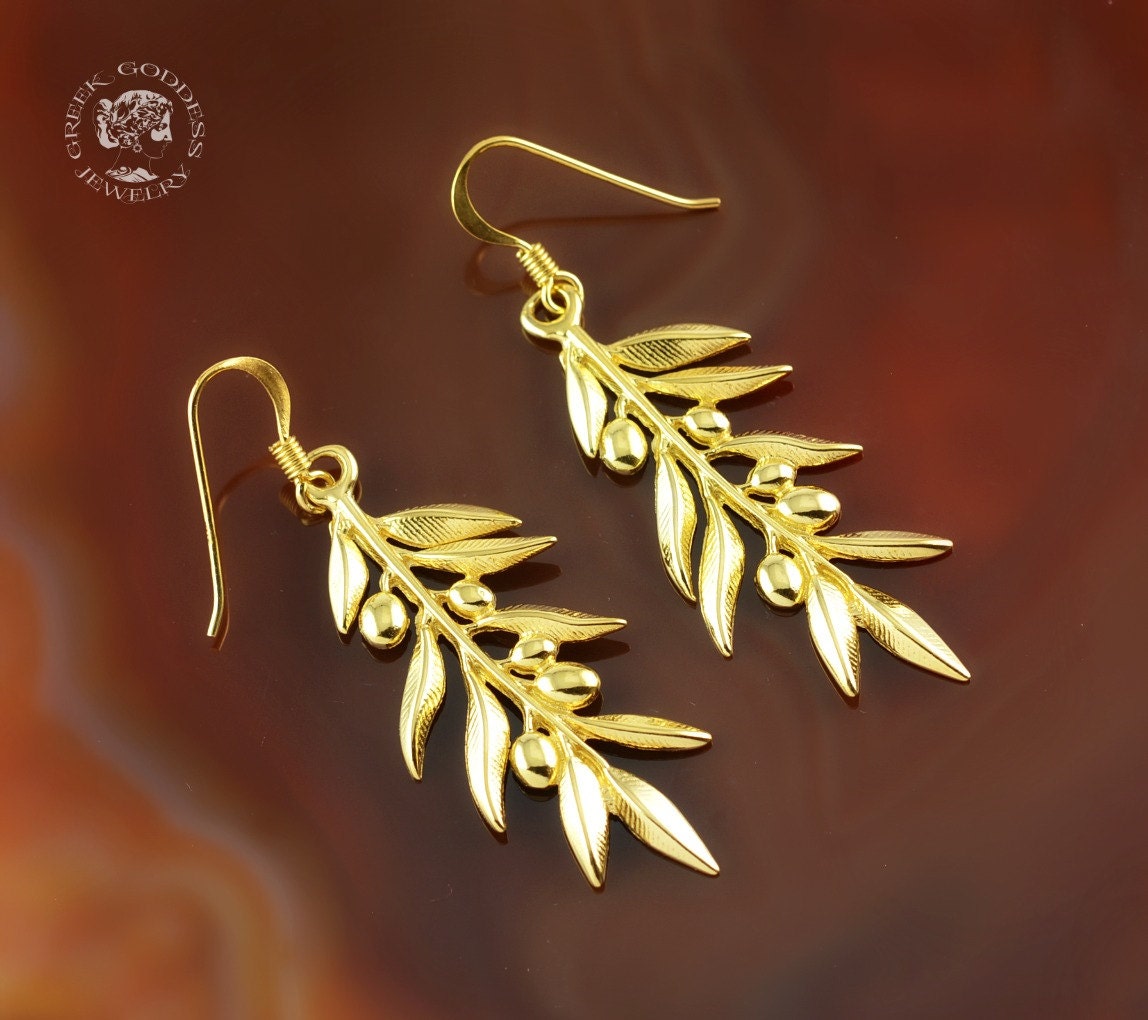 Olive Leaves Earrings, Olive Leaf Earrings, Olive Earrings, Greek ...