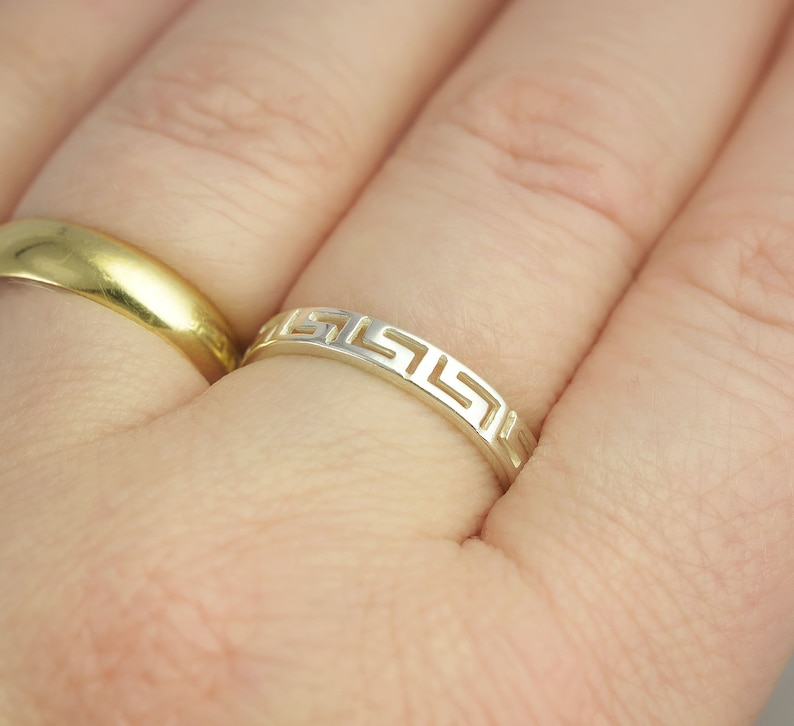 Greek Key Delicate Silver Ring Dainty Ring Delicate Ring | Etsy