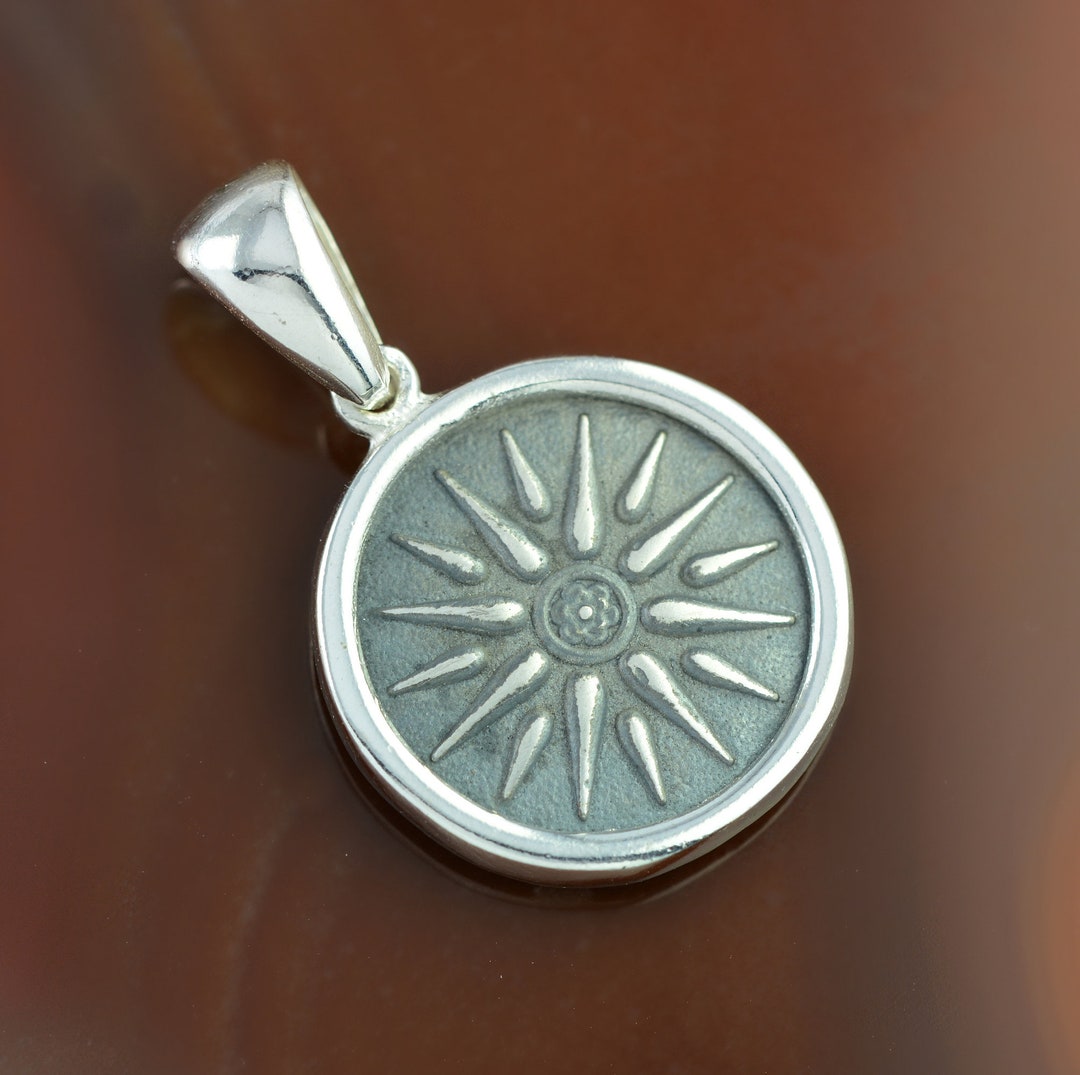 Vergina Star Silver Pendant, Vergina Sun Necklace, Macedonian Star ...