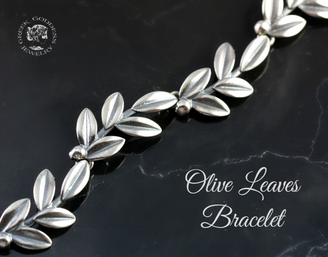 Olive Leaves Silver Bracelet, Olive Leaf, Silver Olive Leaf, Olive Leaf ...